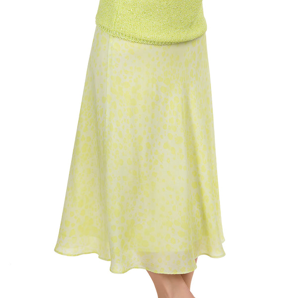Long Bias Cut Skirt in Lime Leo Mist – Leggiadro